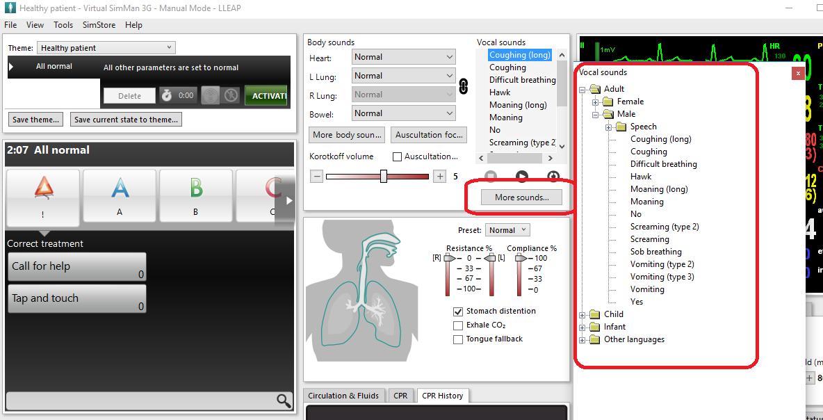 Where do I find more speech options running LLEAP with SimMan 3G?
