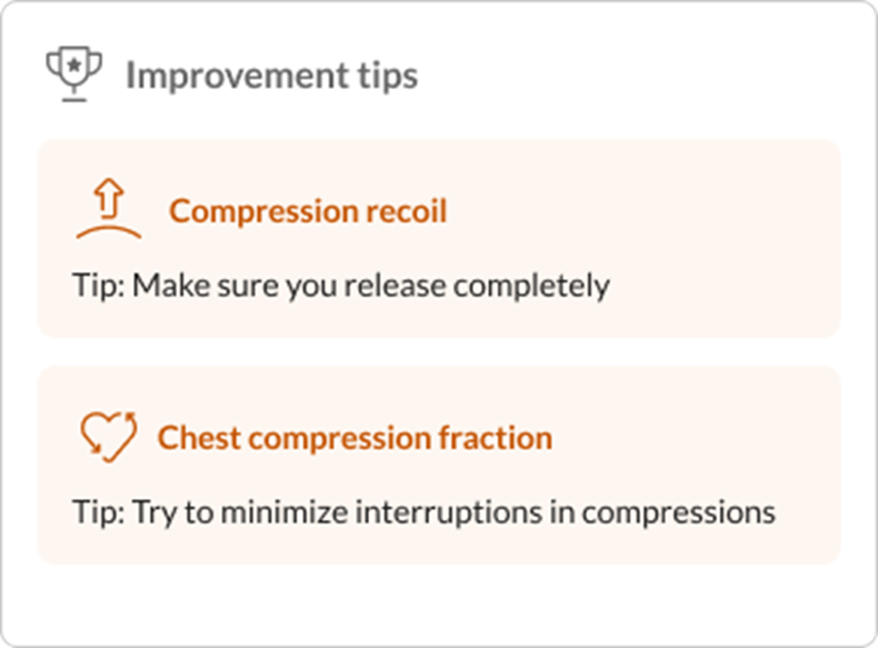 QCPR App feedback symbols and scoring