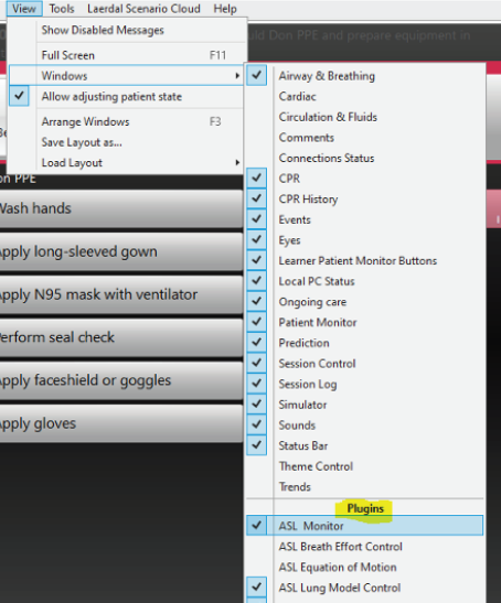 How to run a scenario with ASL 5000 Lung Solution?