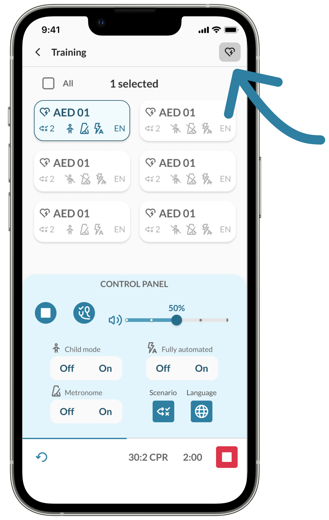 QCPR App - How to get started with AED Trainer