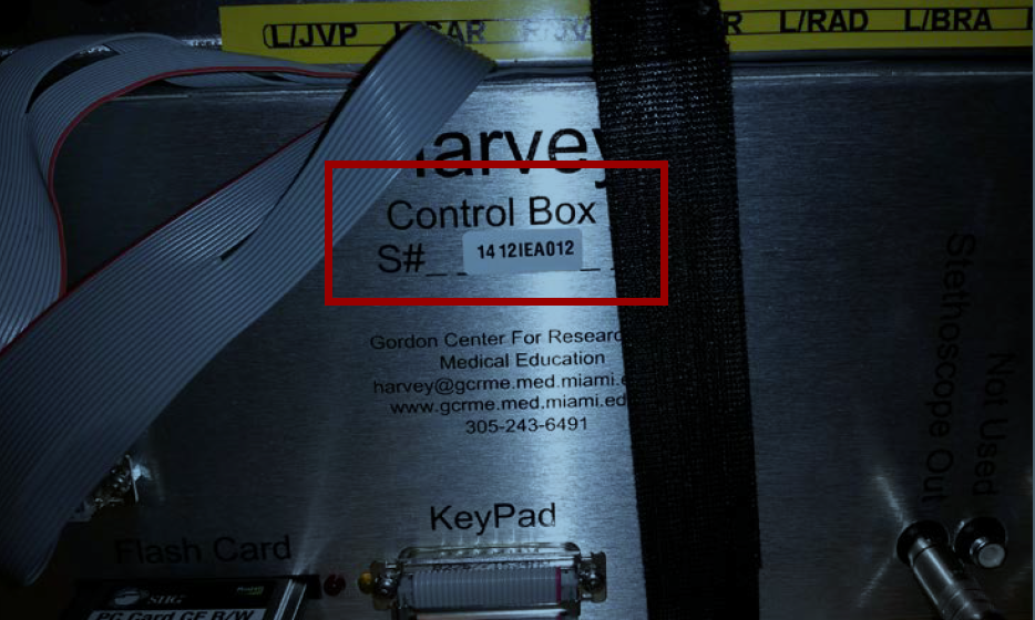 Where is the serial number located on the Harvey Cardio-Pulmonary ...